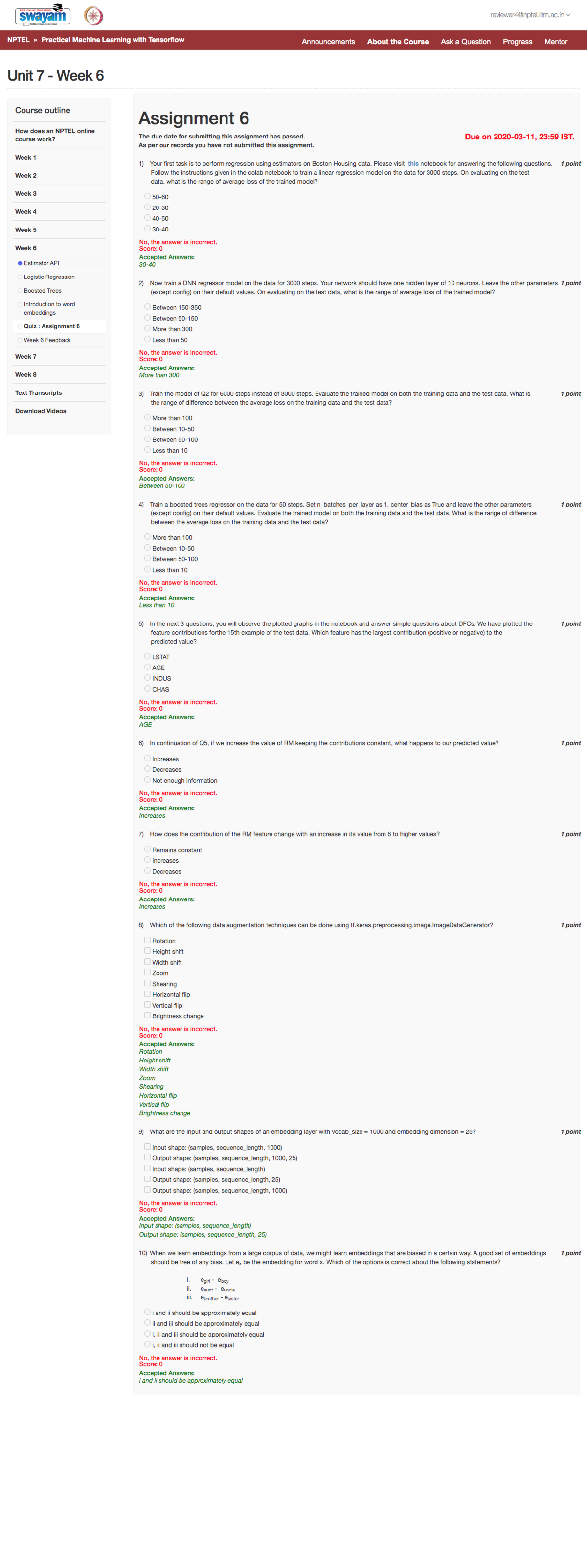 Noc20 cs44 assigment 6- nptel practical machine learning - a swayam v NPTEL Practical Machine ...