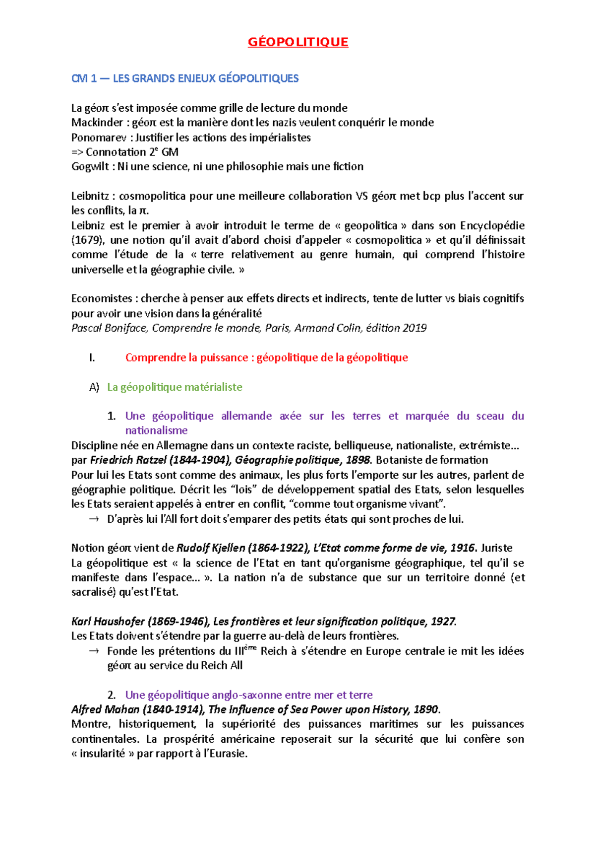 Géopolitique Cours - Professeur : Frédéric Munier - GÉOPOLITIQUE CM 1 ...