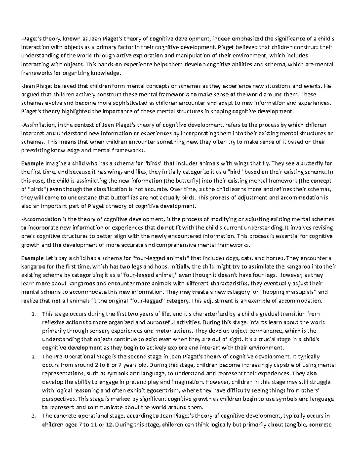 Reporting - Script for cognitive development -Paget's theory, known as ...