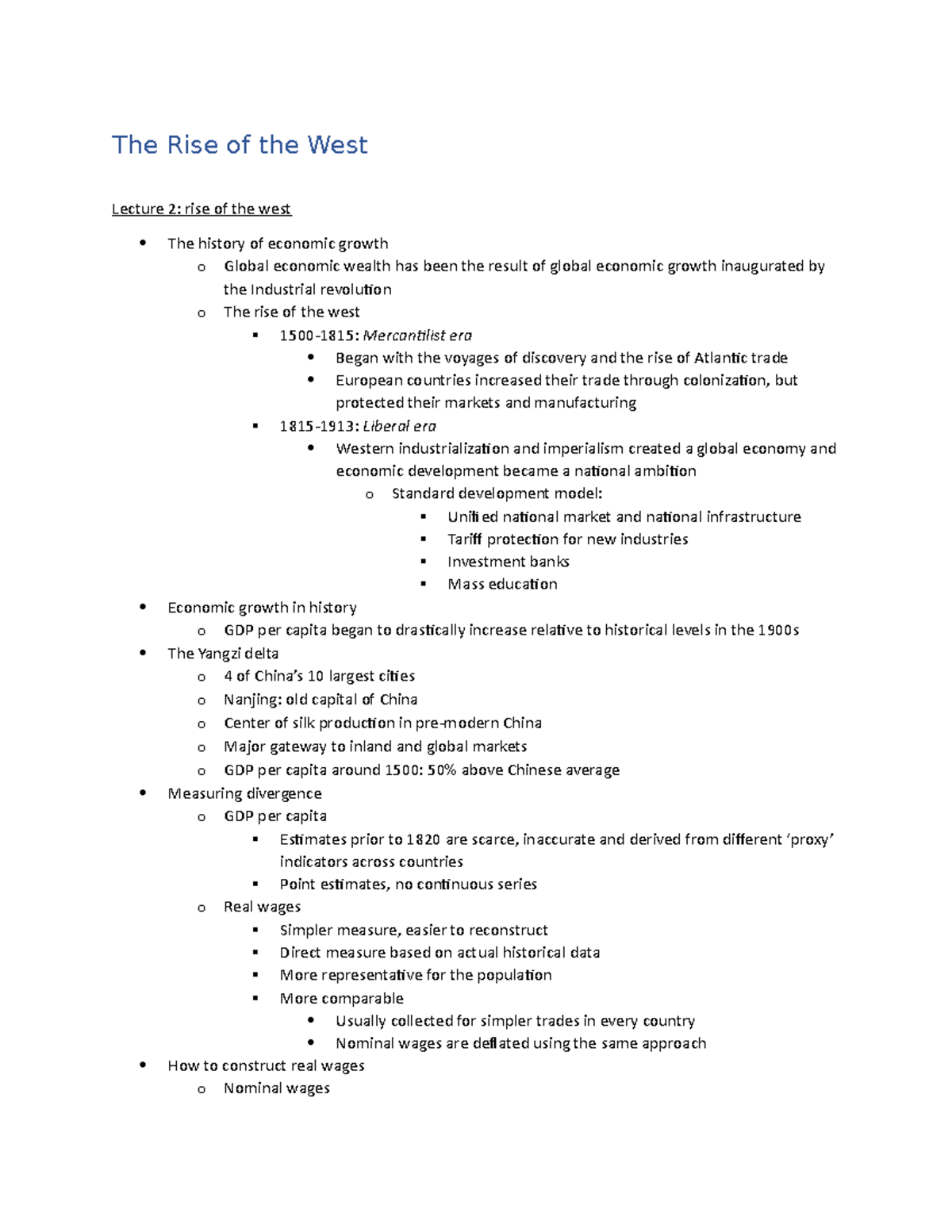 Global S&E History Notes - The Rise of the West Lecture 2: rise of the ...
