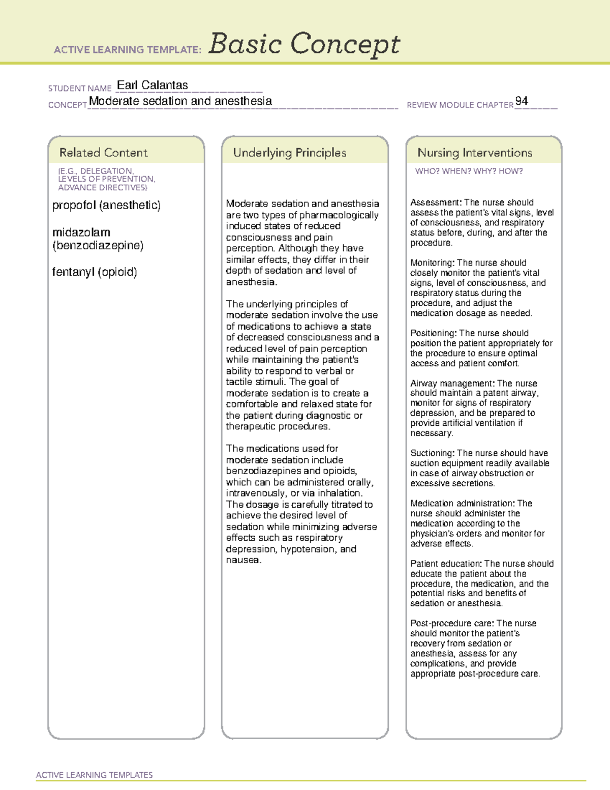 Template 2anesthesia - notes - ACTIVE LEARNING TEMPLATES Basic Concept ...