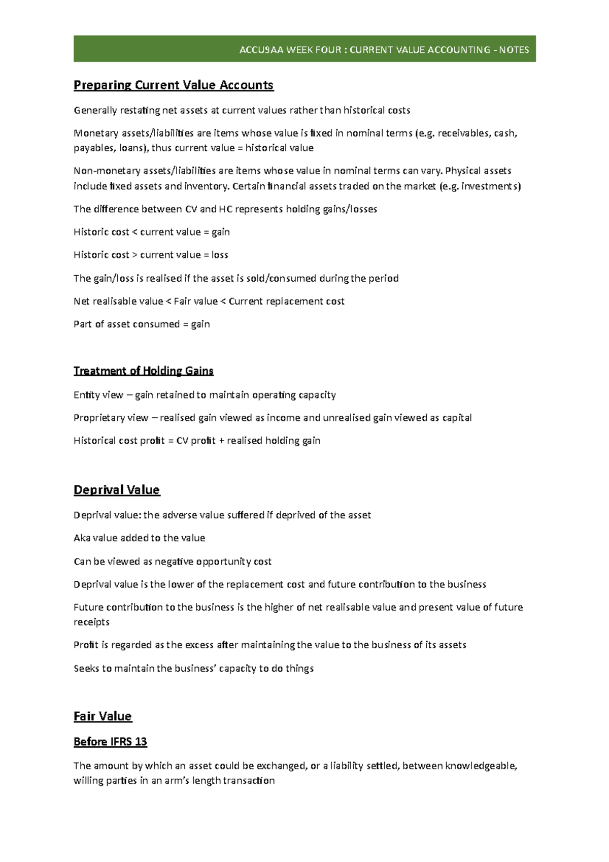 4 - Current Value Accounting - ACCU9AA WEEK FOUR : CURRENT VALUE ...