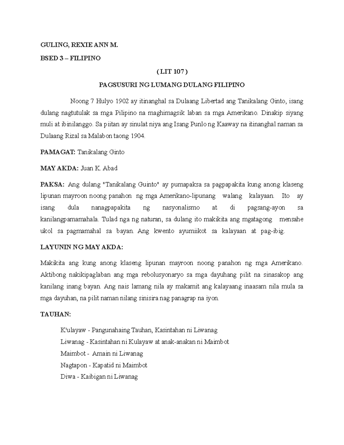 Lit-107-dula - Kahulugan Ng Tula - GULING, REXIE ANN M. BSED 3 ...