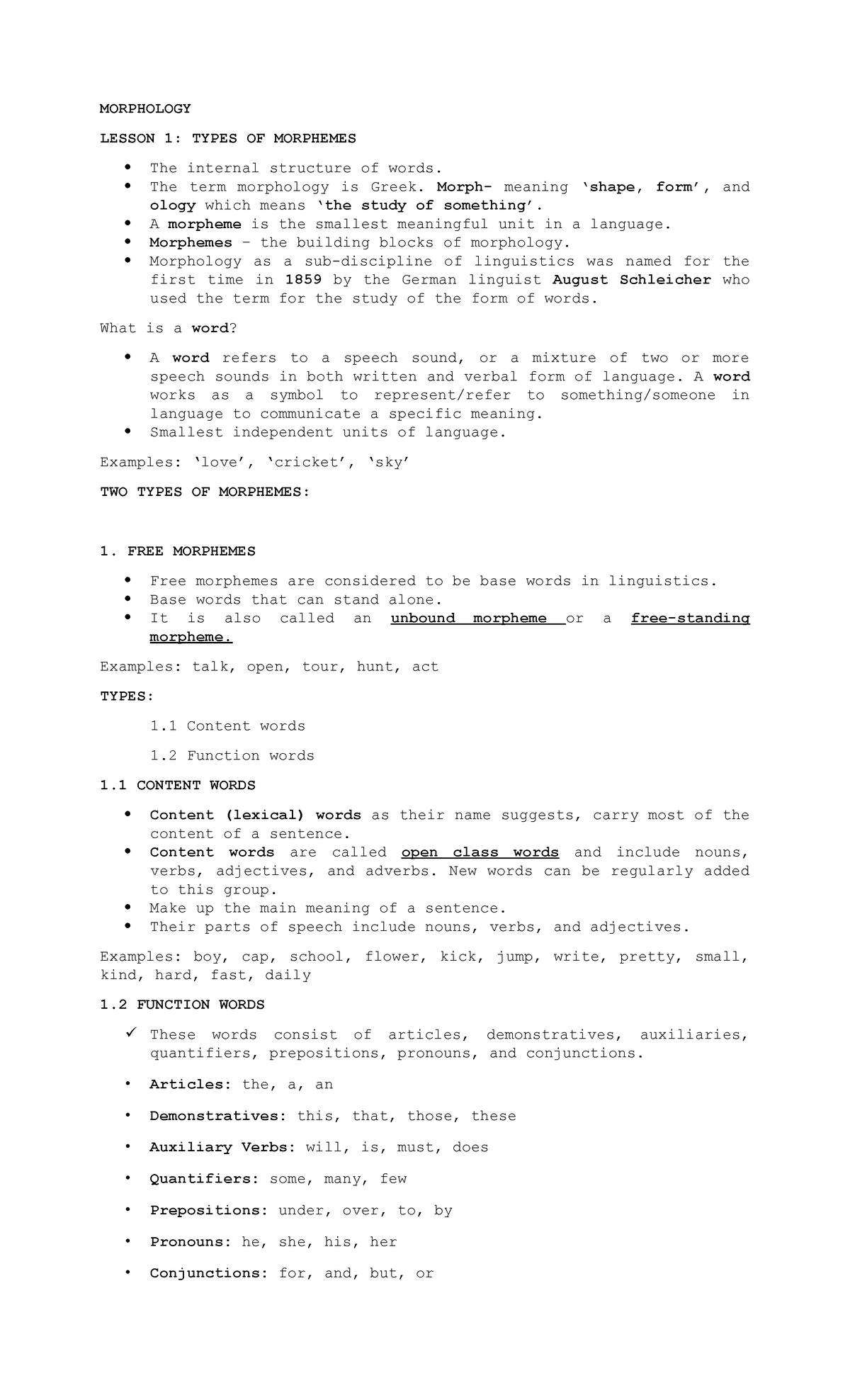 Linguistics-Morphology - MORPHOLOGY LESSON 1: TYPES OF MORPHEMES The ...