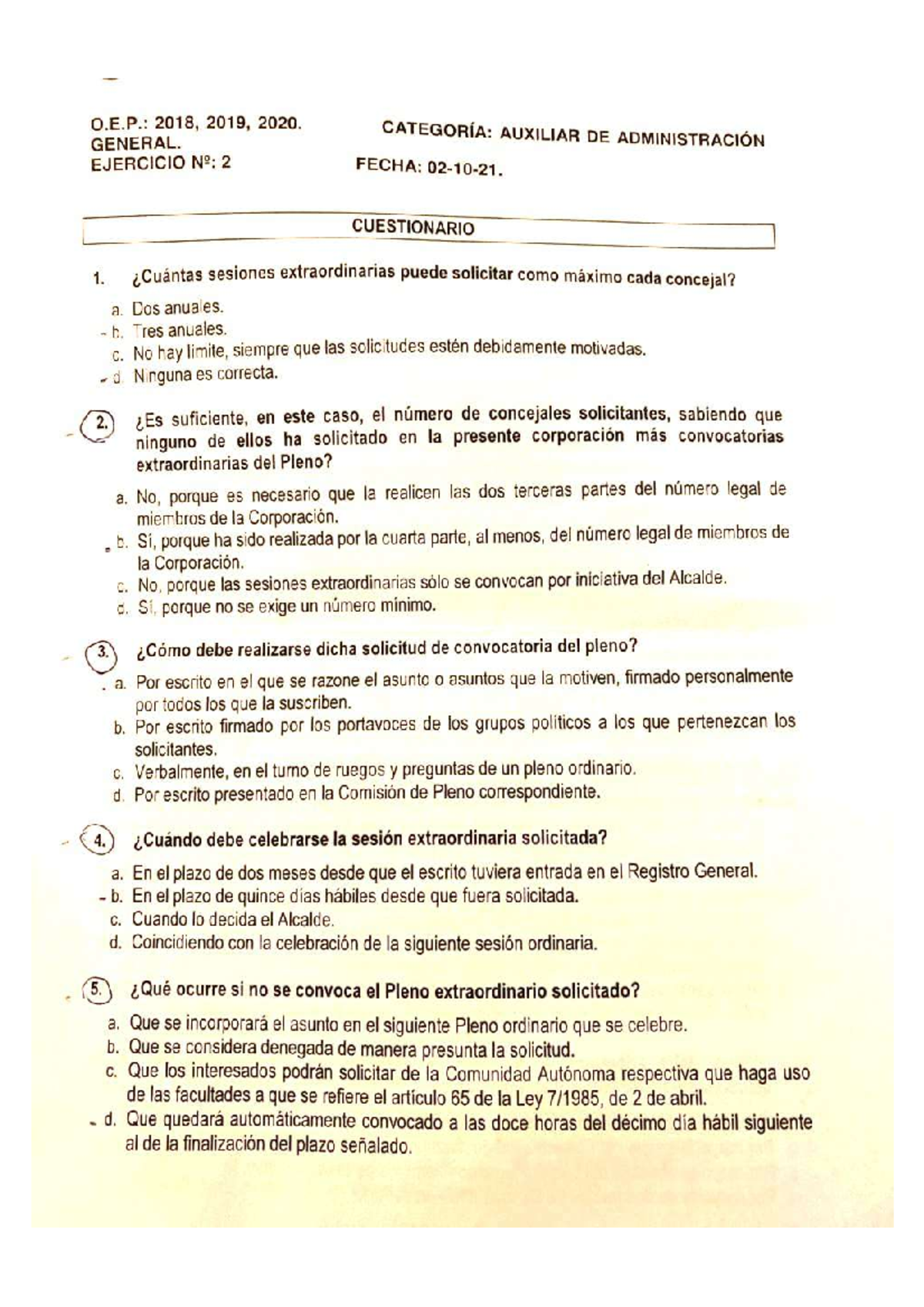 Segundo Examen Práctico Auxiliar Administrativo Ayuntamiento DE Málaga ...