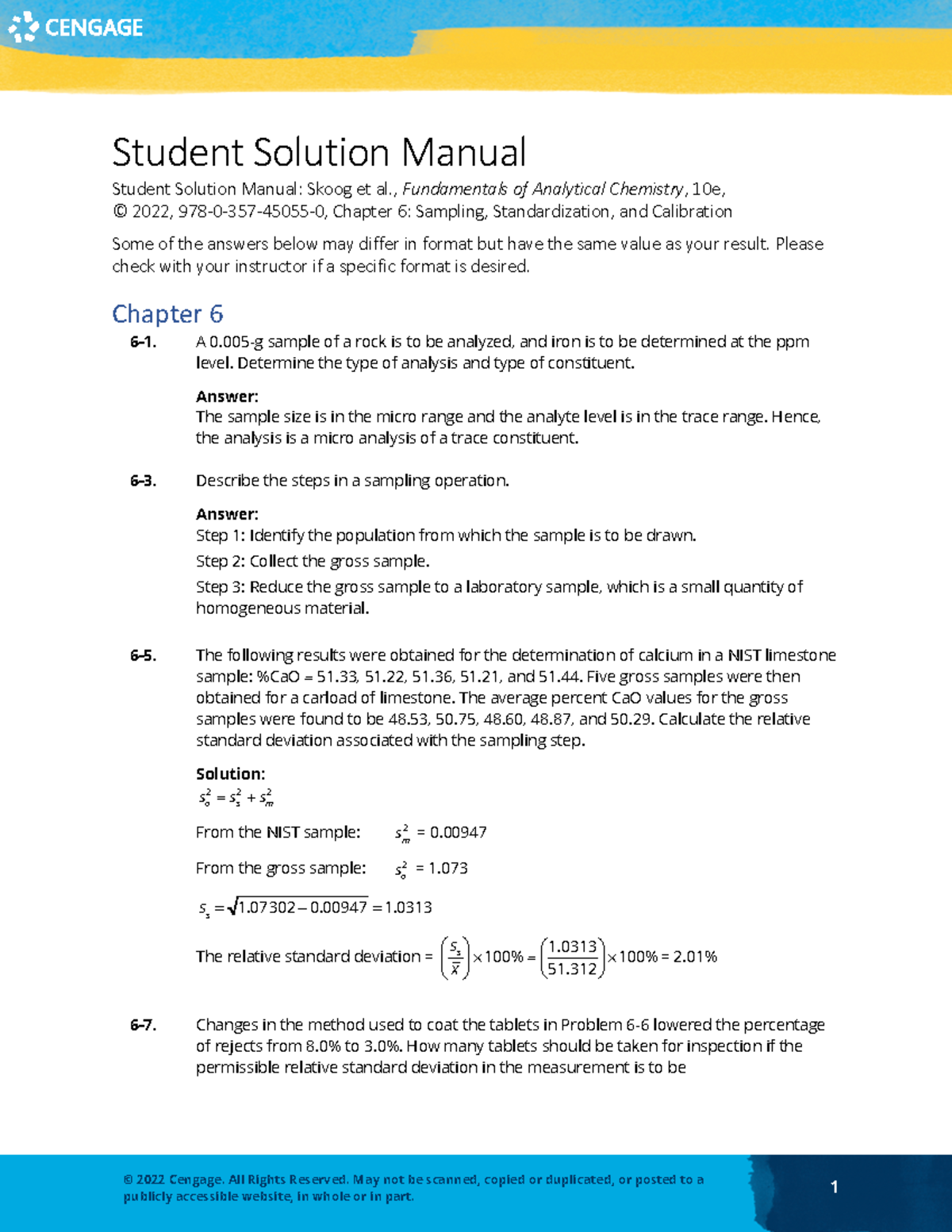 Skoog FAC 10e SSM Ch06 - ppt - Student Solution Manual Student Solution ...
