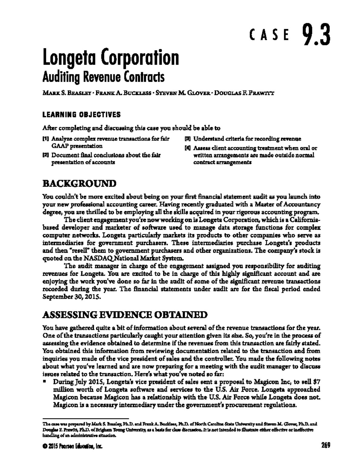 Longeta Corporation - Case study - Kiểm toán tài chính 2 - Studocu