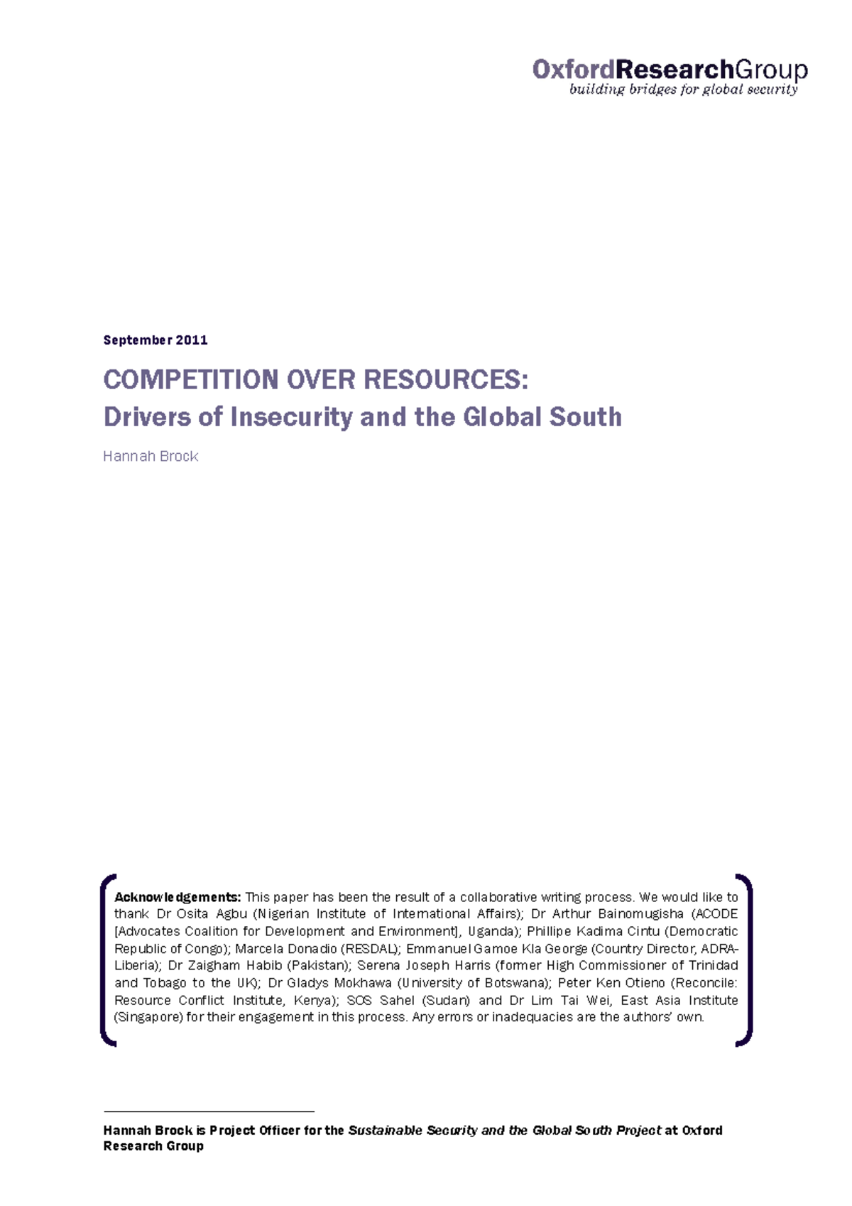 Competition Over Resources and Insecurity in the Global South Final pdf ...