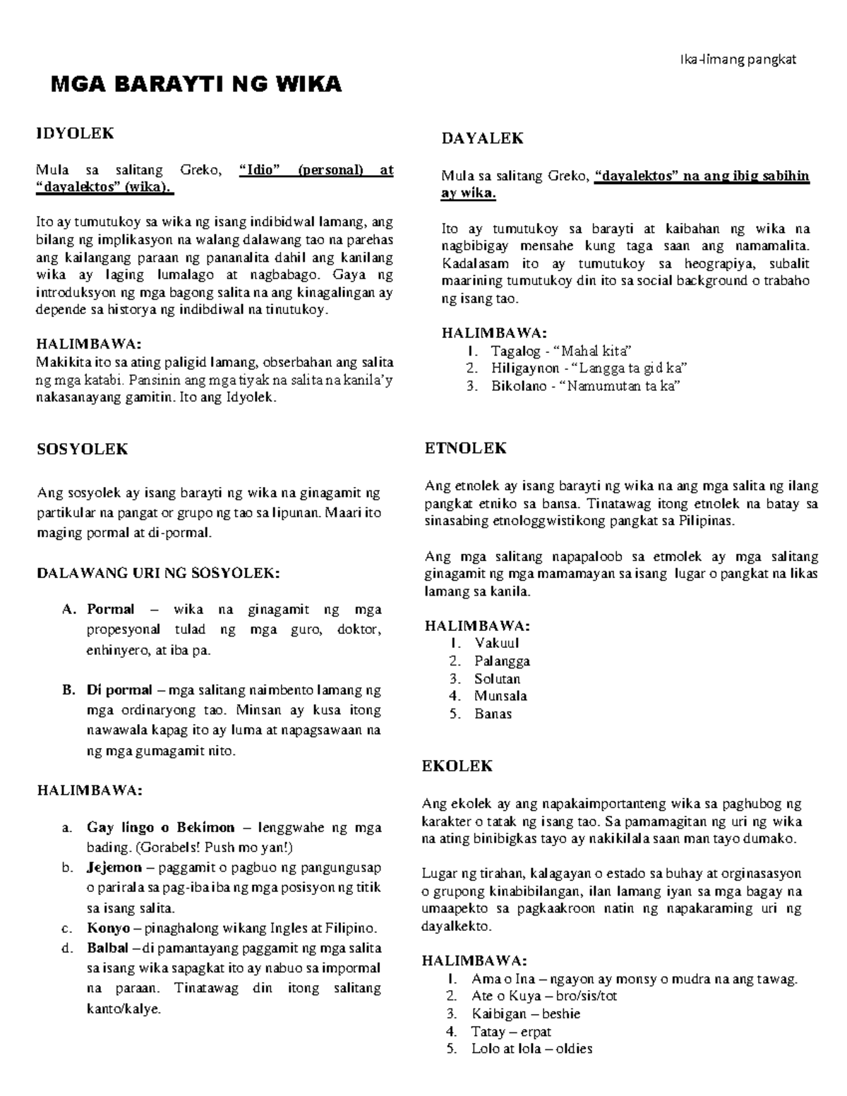 Inbound 3226698538643090020 - Ika-limang pangkat MGA BARAYTI NG WIKA ...