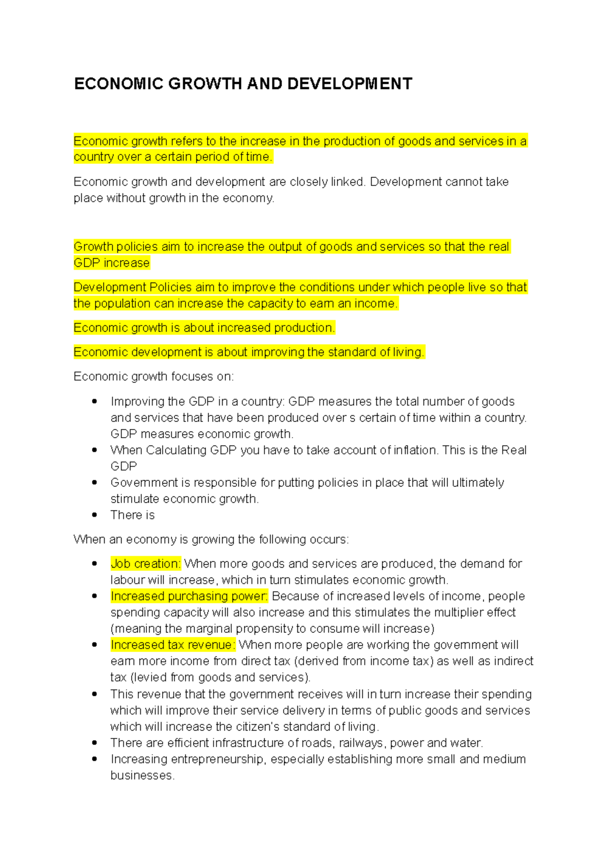 Economic Growth AND Development - ECONOMIC GROWTH AND DEVELOPMENT ...