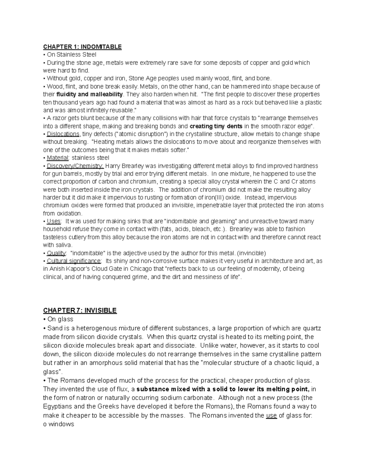 Stuff Matters Review - Textbook summary of chapters - CHAPTER 1 ...