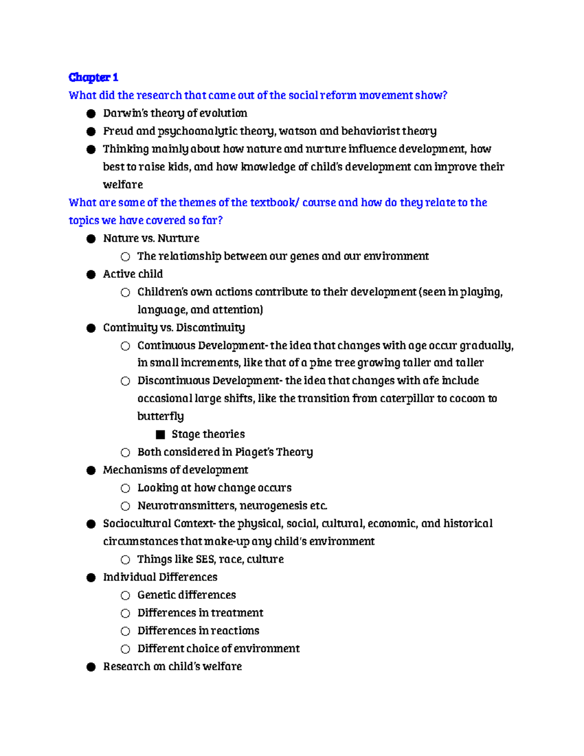 Psych 105 Midterm Reading Guide - Chapter 1 What did the research that ...