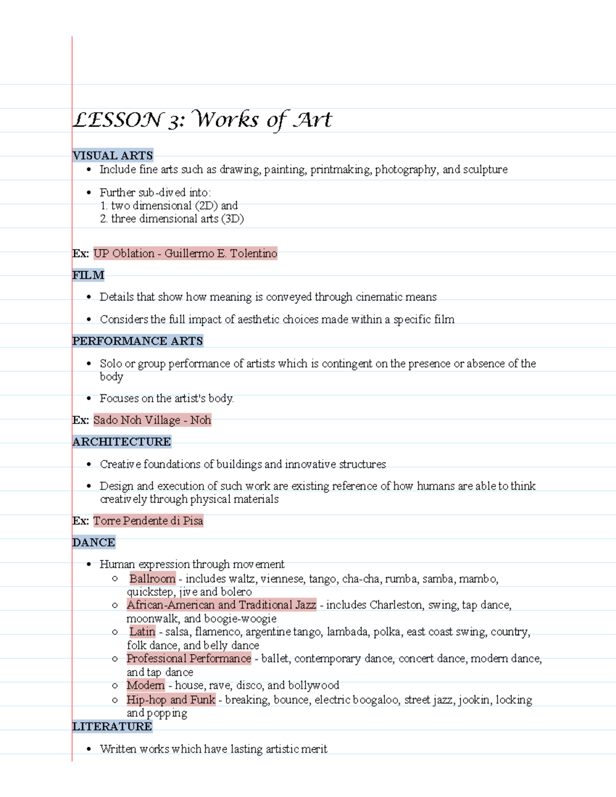 ART Appreciation-Works of Art - LESSON 3: Works of Art VISUAL ARTS ...