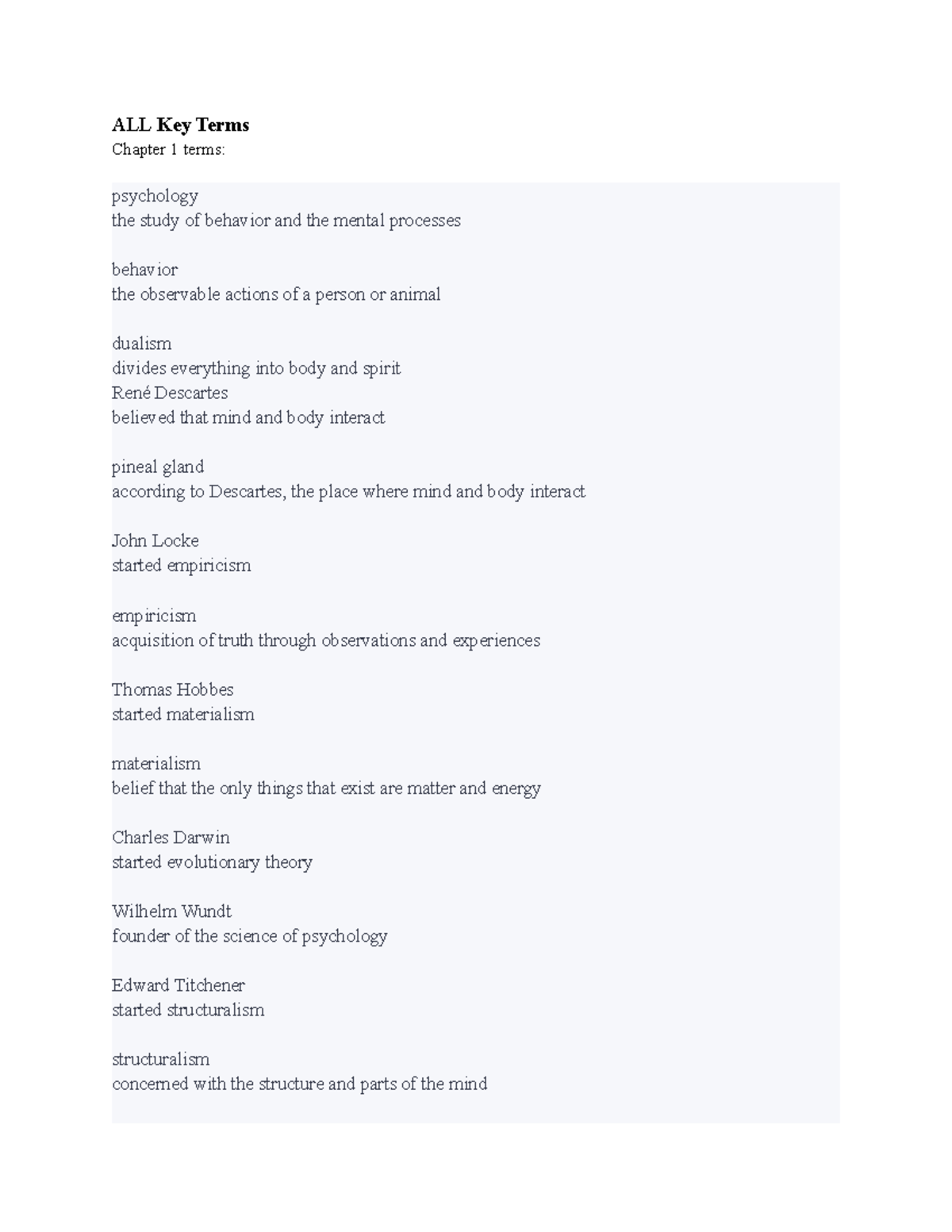 Understanding psychology terms - ALL Key Terms Chapter 1 terms ...