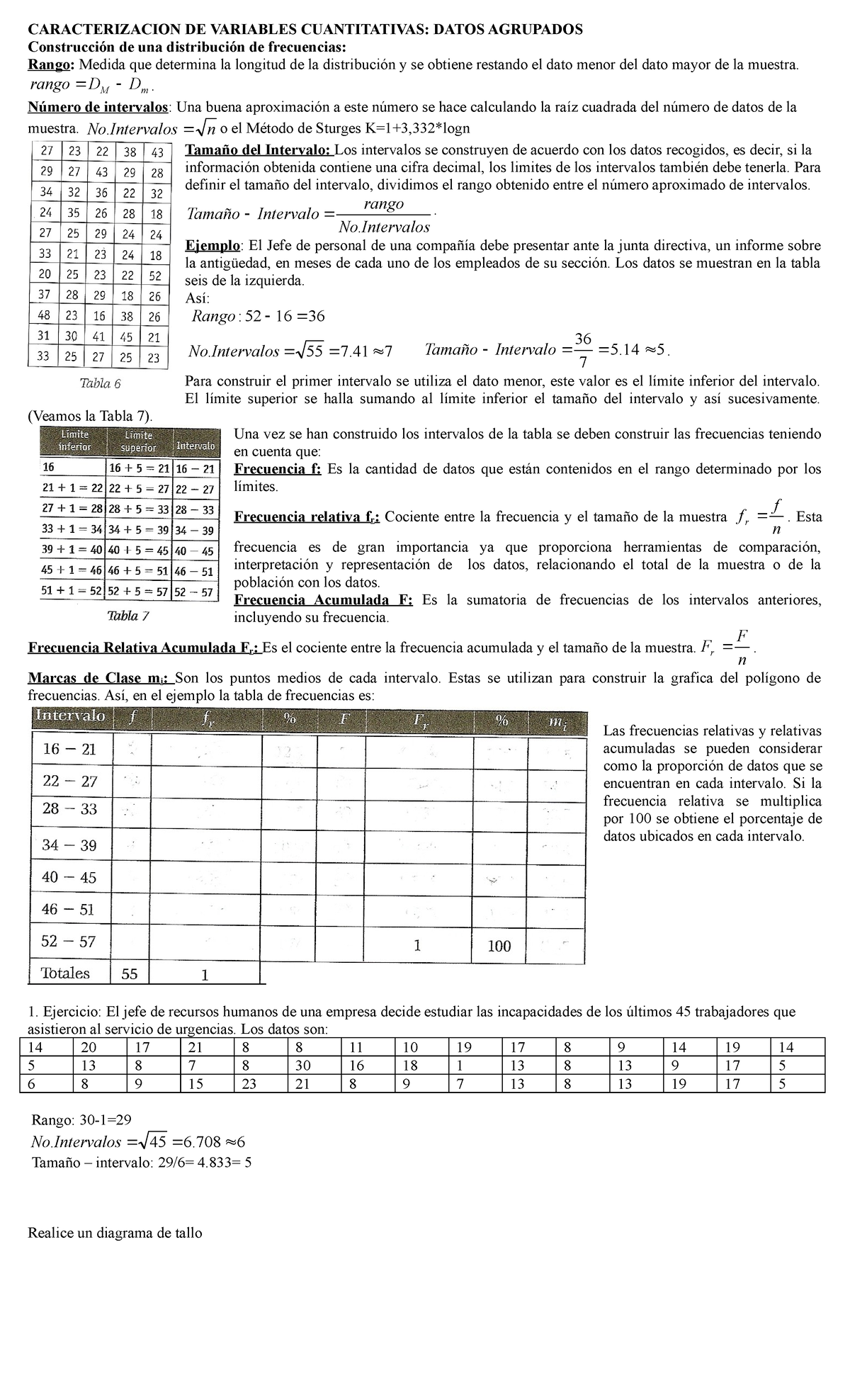 Caracterizacion DE Variables Cuantitativas - CARACTERIZACION DE VARIABLES CUANTITATIVAS: DATOS ...