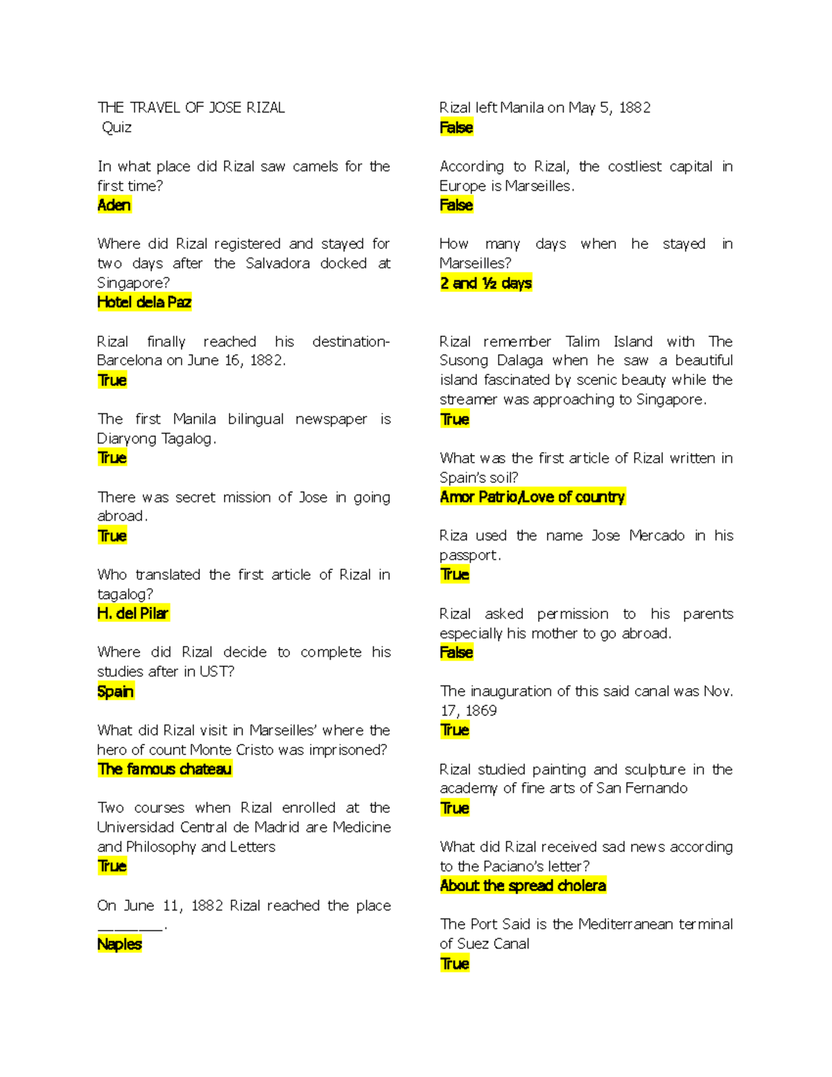 Reviewer - THE TRAVEL OF JOSE RIZAL Quiz In what place did Rizal saw ...