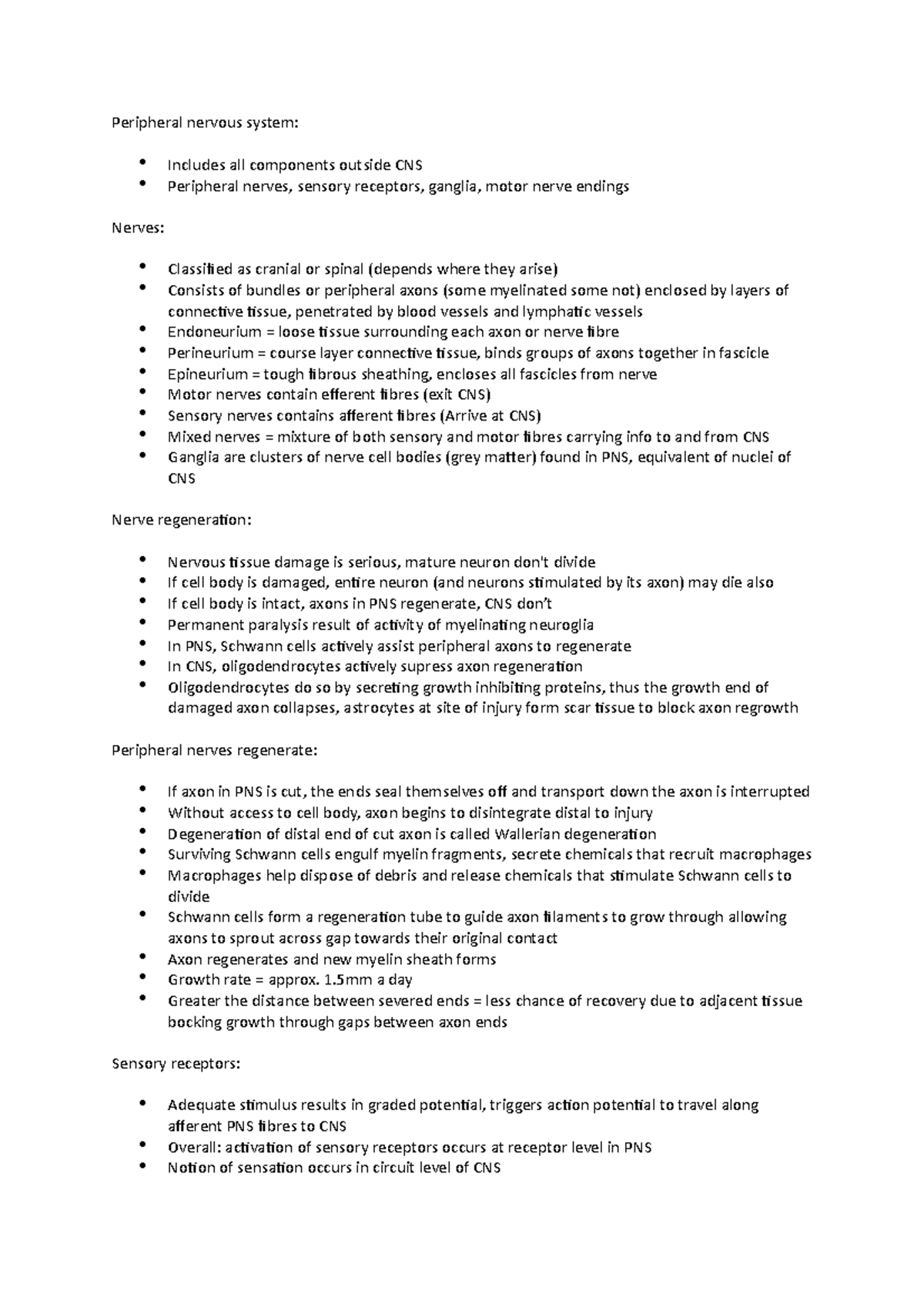 1016MSC WEEK 6 - Peripheral nervous system: Includes all components ...
