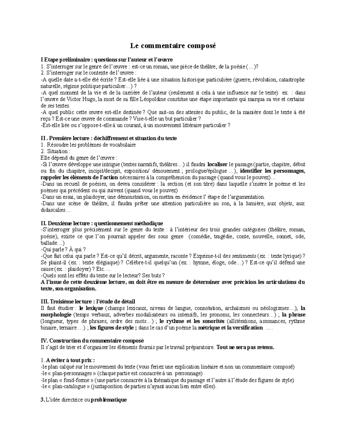 Quel est le but du commentaire litteraire - Le commentaire composé I ...