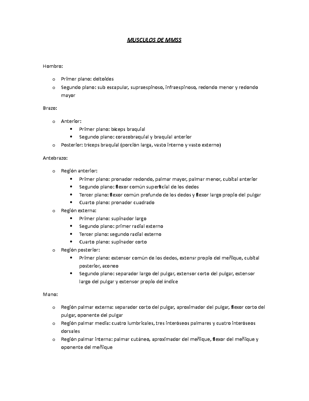 Musculos De MMSS - MUSCULOS DE MMSS Hombro: o Primer plano: deltoides o ...
