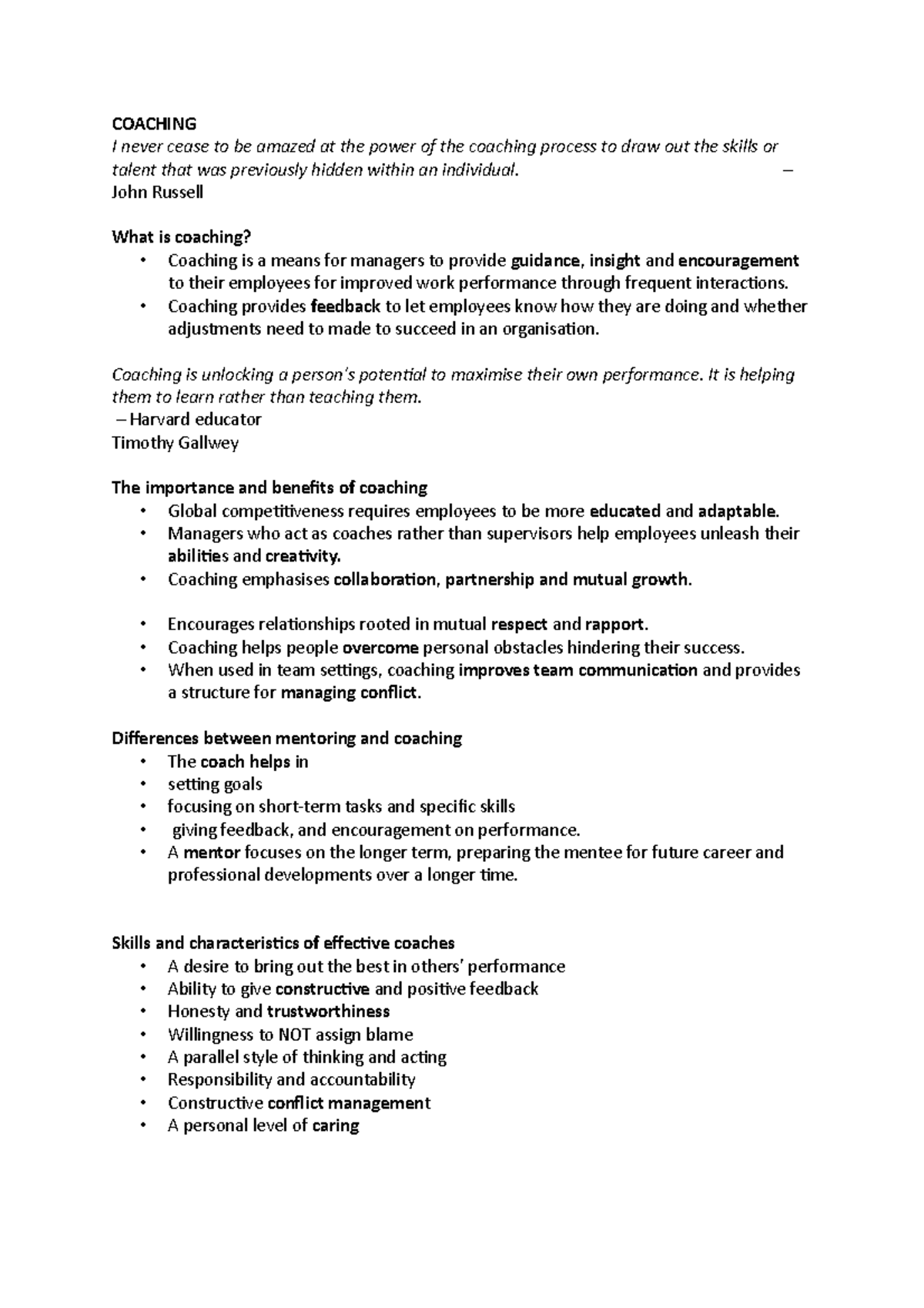 Coaching Lecture Notes 4 1004gir Griffith Studocu