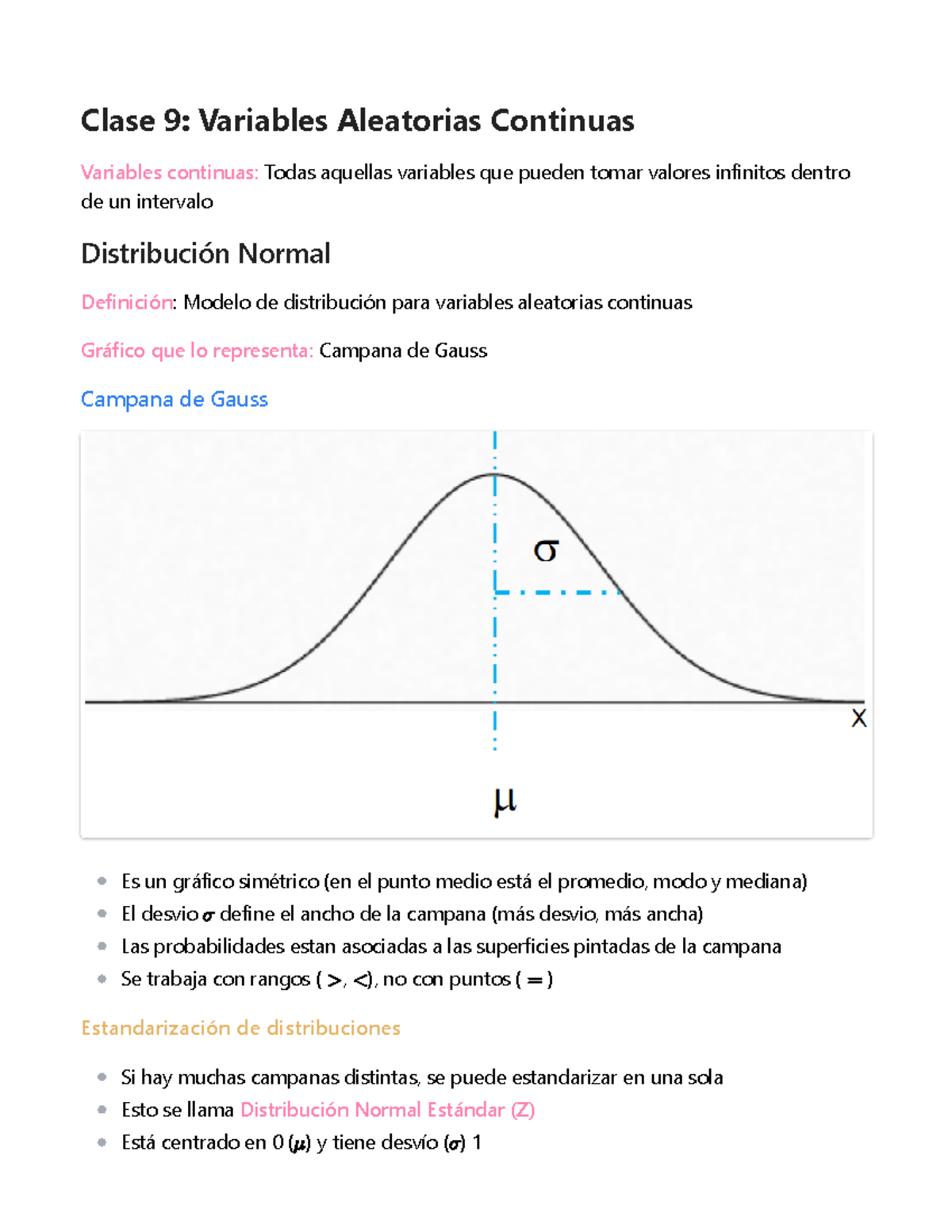 Clase de variables aleatorias continuas y distribución normal - Clase 9 ...