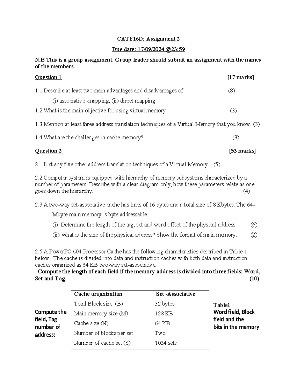 CATF16D GRP Assignment - CATF16D: Assignment 2 Due date: 17/09/2024 @23 ...