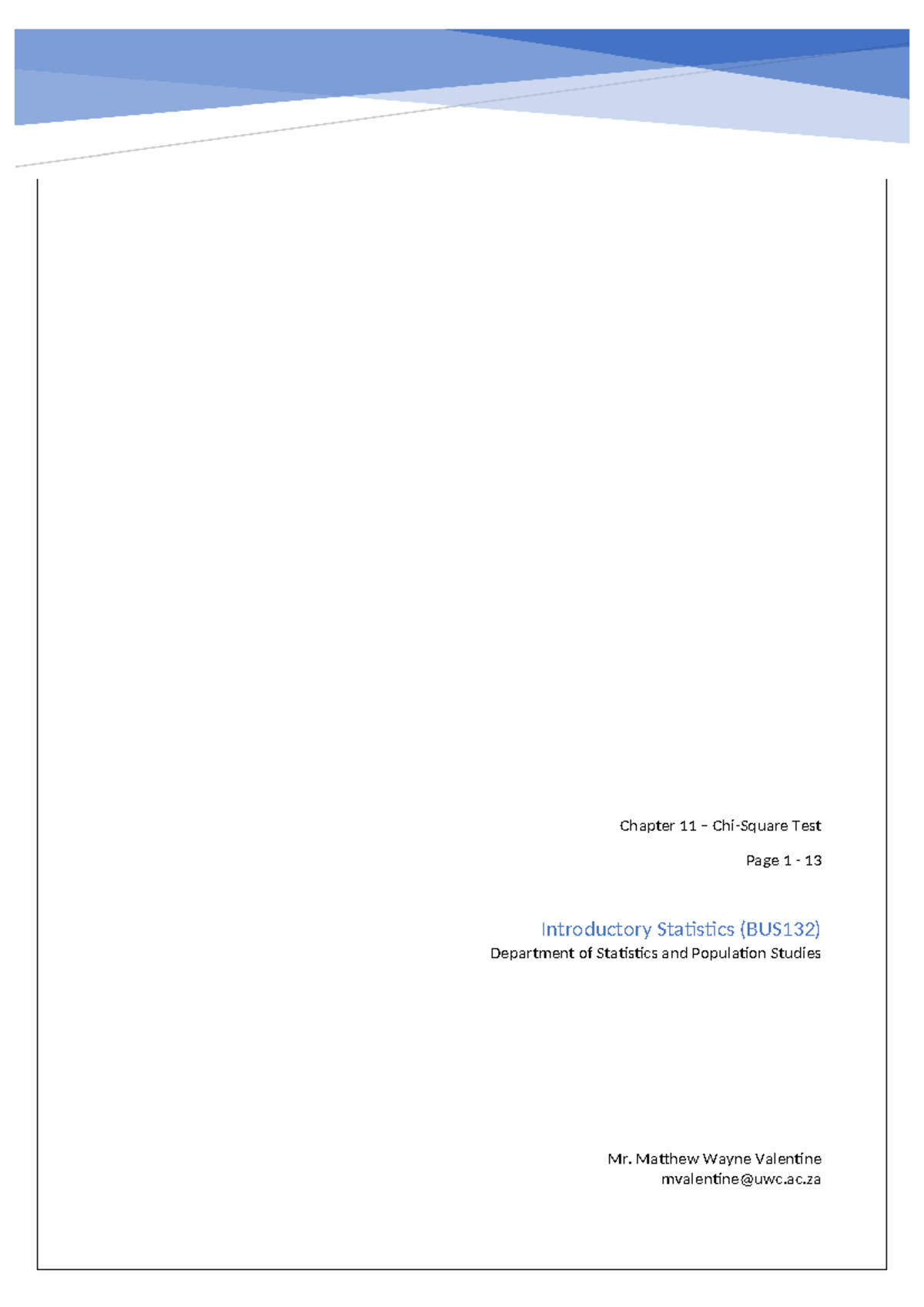 Chapter 11 - Chi-Square Test - Chapter 11 – Chi-Square Test Page 1 - 13 ...