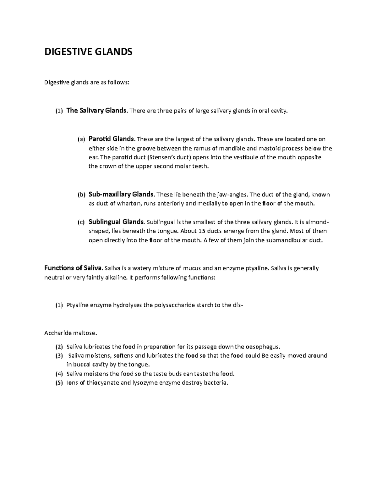 Digestive glands - DIGESTIVE GLANDS Digestive glands are as follows: (1 ...