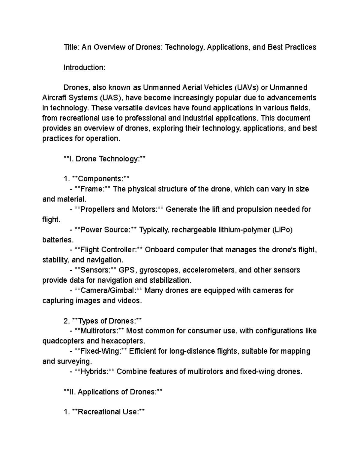 How drones work - Title: An Overview of Drones: Technology ...