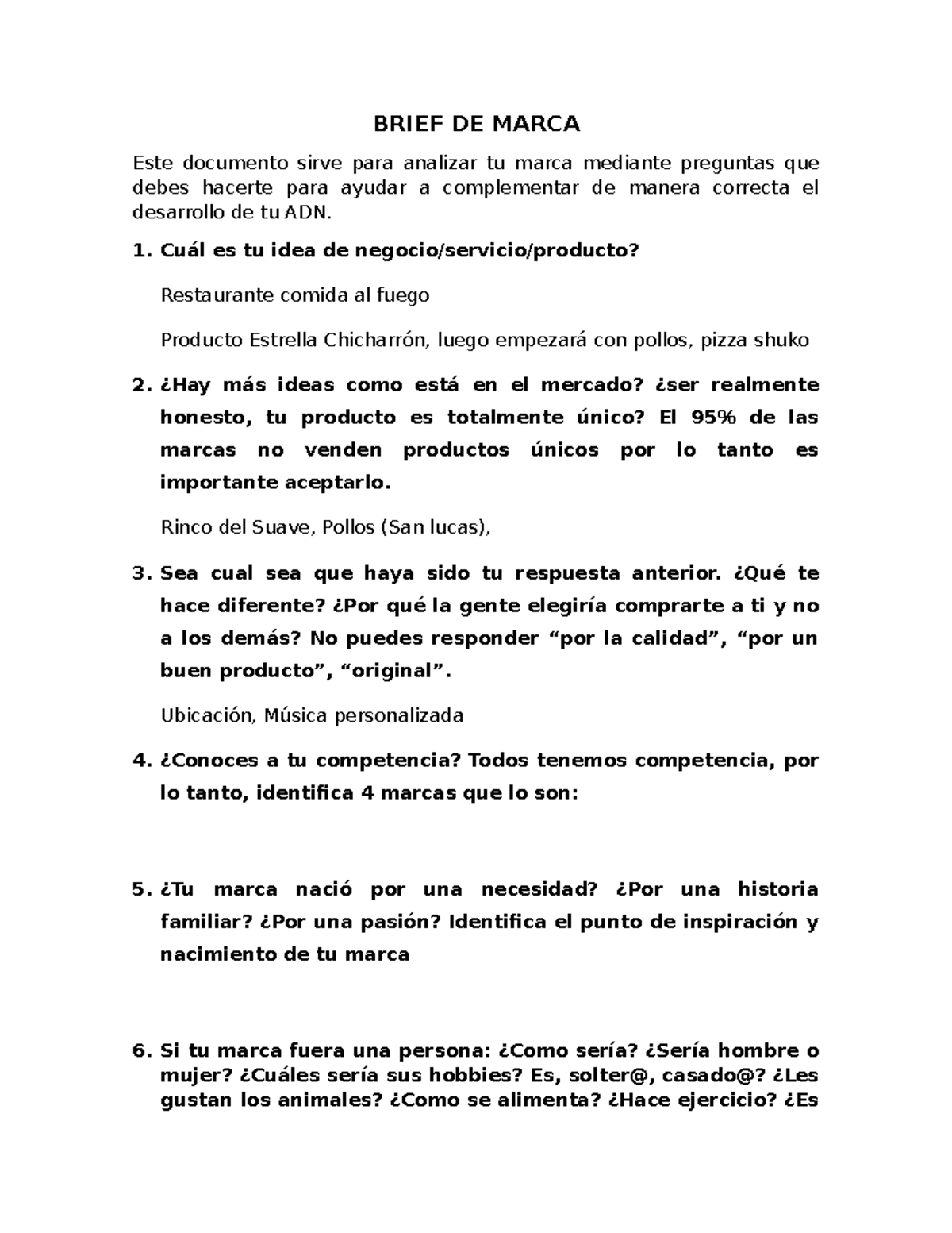 Brief DE Marca - VVT - BRIEF DE MARCA Este documento sirve para ...
