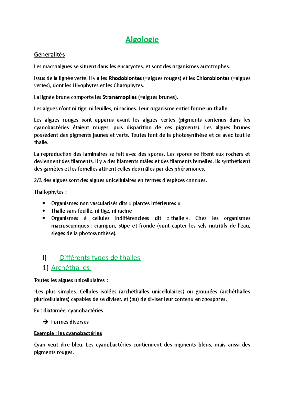 Algologie - Cours de Dupuy sur l'écologie et les cycles de reproduction ...