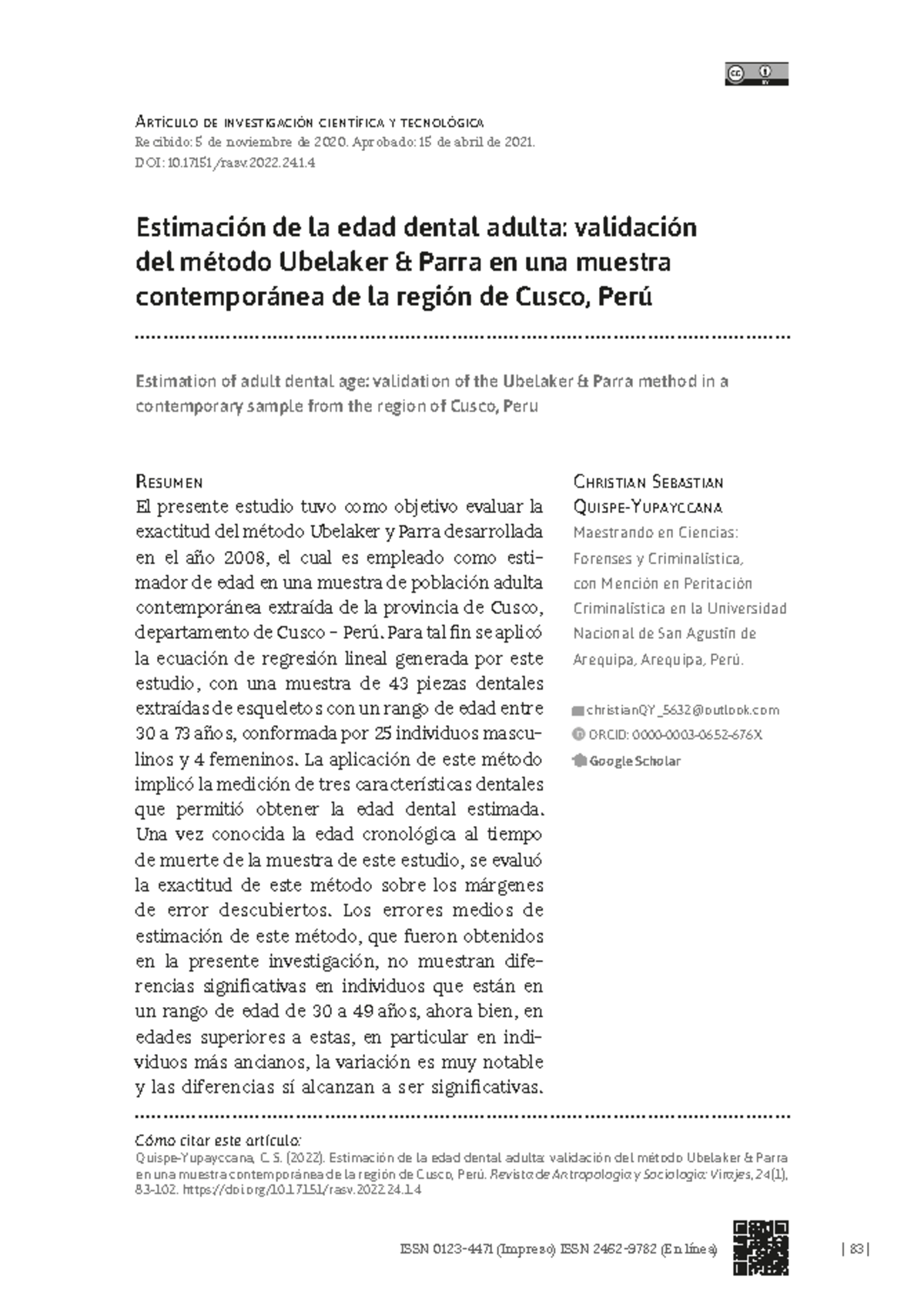 Dialnet-Estimacion De La Edad Dental Adulta-8743662 - | 83 | A rtículo ...