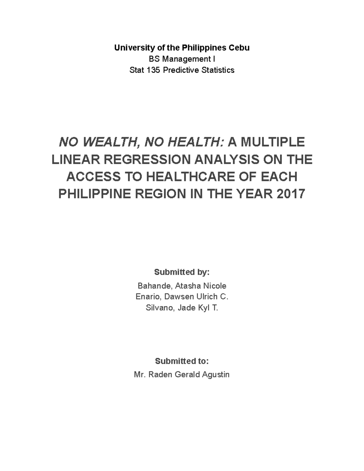 Final Research Paper Stat 135 A - University of the Philippines Cebu BS ...