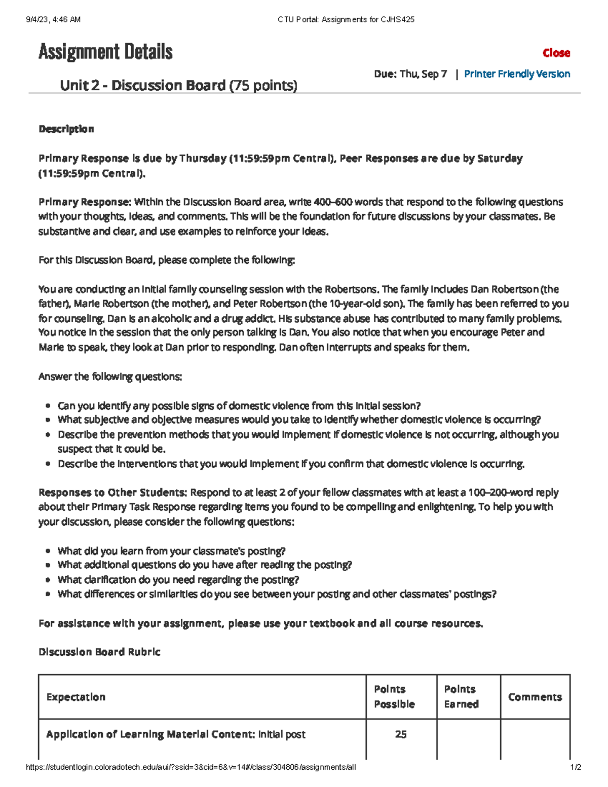 2 CTU Portal Assignments for CJHS425 - 9/4/23, 4:46 AM CTU Portal ...