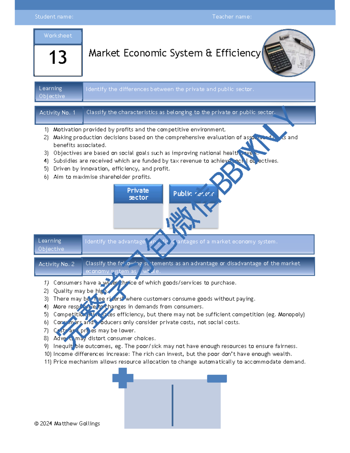 04 - Market Economic System and Efficiency - Economics Worksheet 1 ...