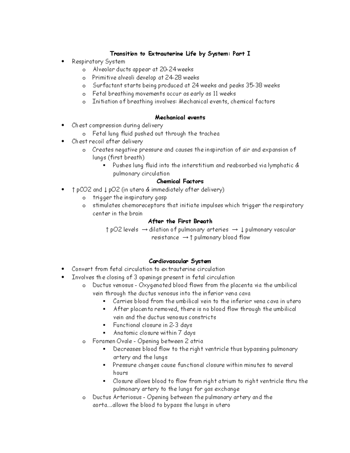 Newborn PPT Outline - Transition to Extrauterine Life by System: Part I ...