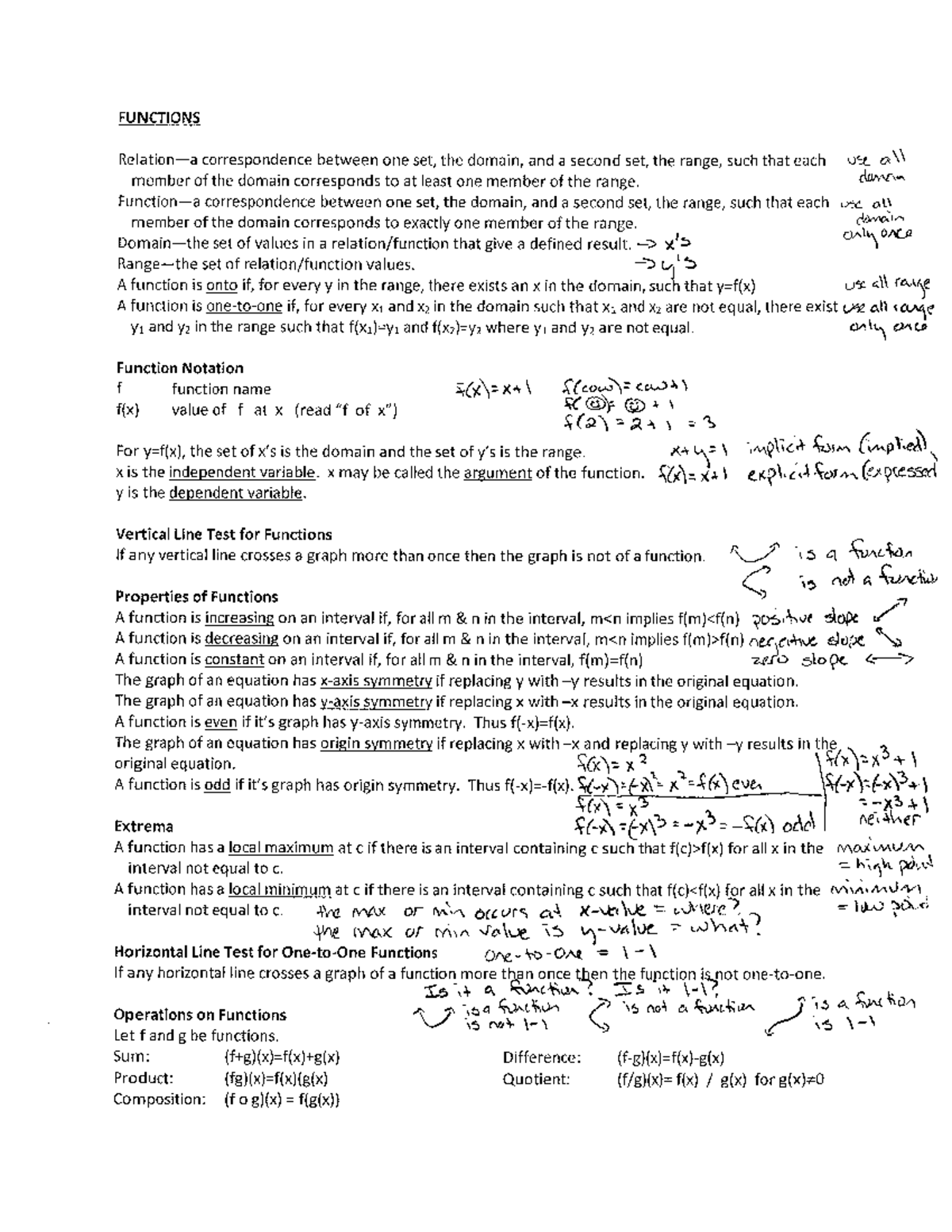 Notes Function Definitions Functions A Correspondence Between One Set The Domain And A