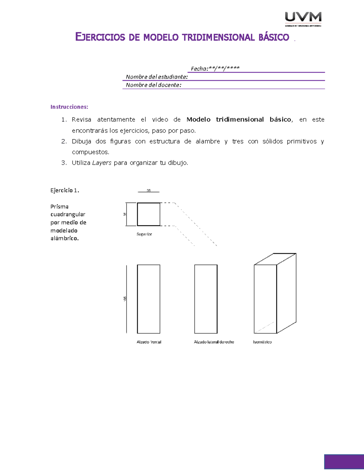 U1 Ejercicios de modelos tridimensionales básicos - EJERCICIOS DE ...