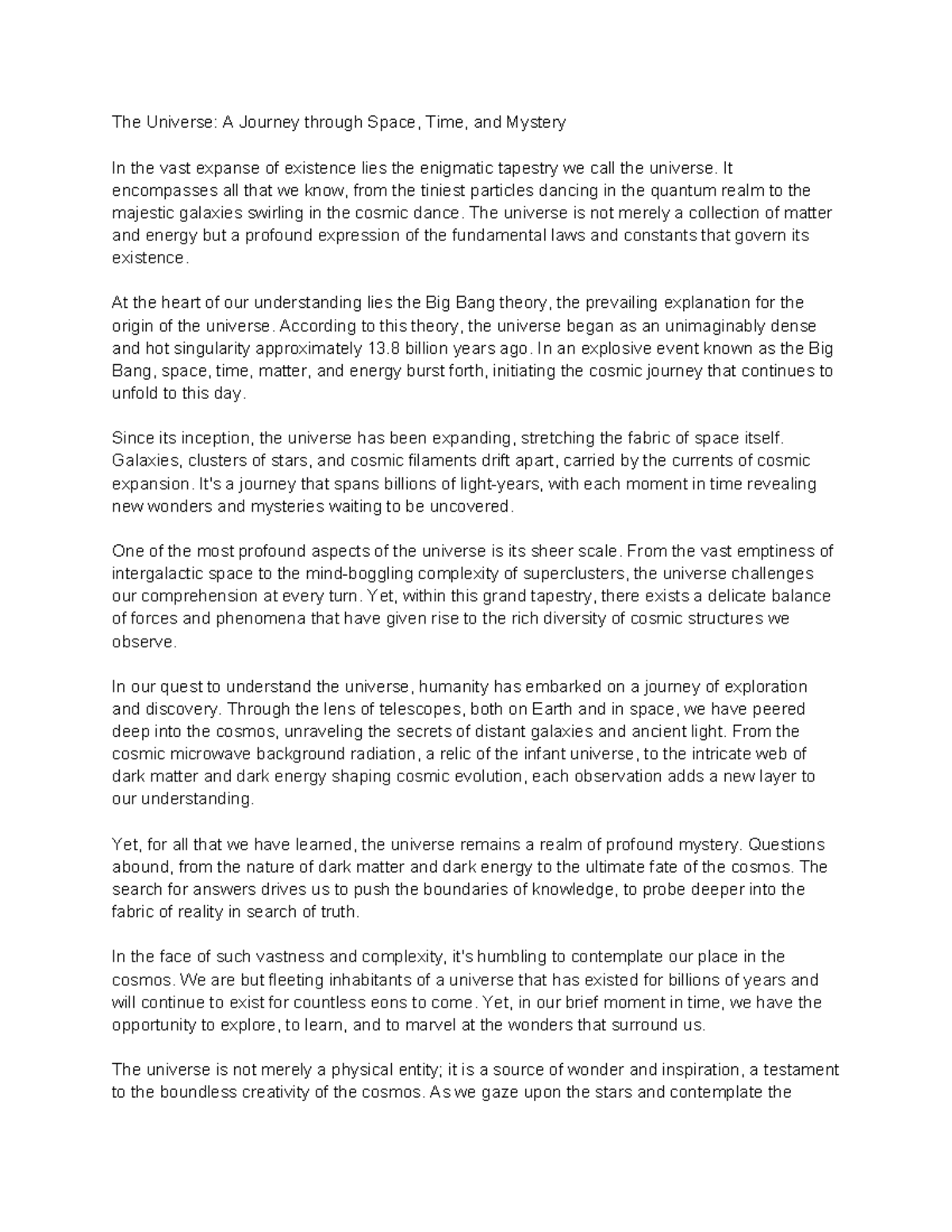 The Universe A Journey through Space, Time, and Mystery - It ...