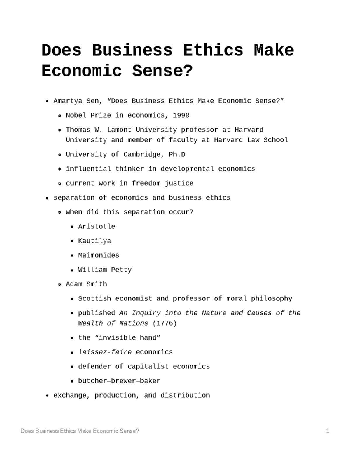 PHIL 1040 Does Business Ethics Make Economic Sense - Does Business ...