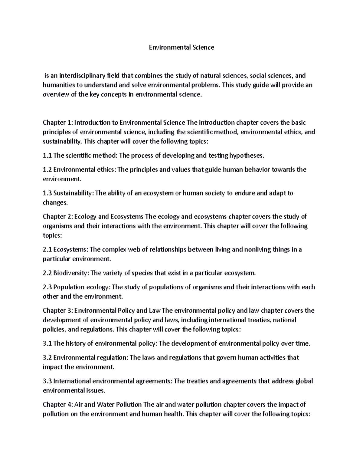 Environmental science - Environmental Science is an interdisciplinary ...