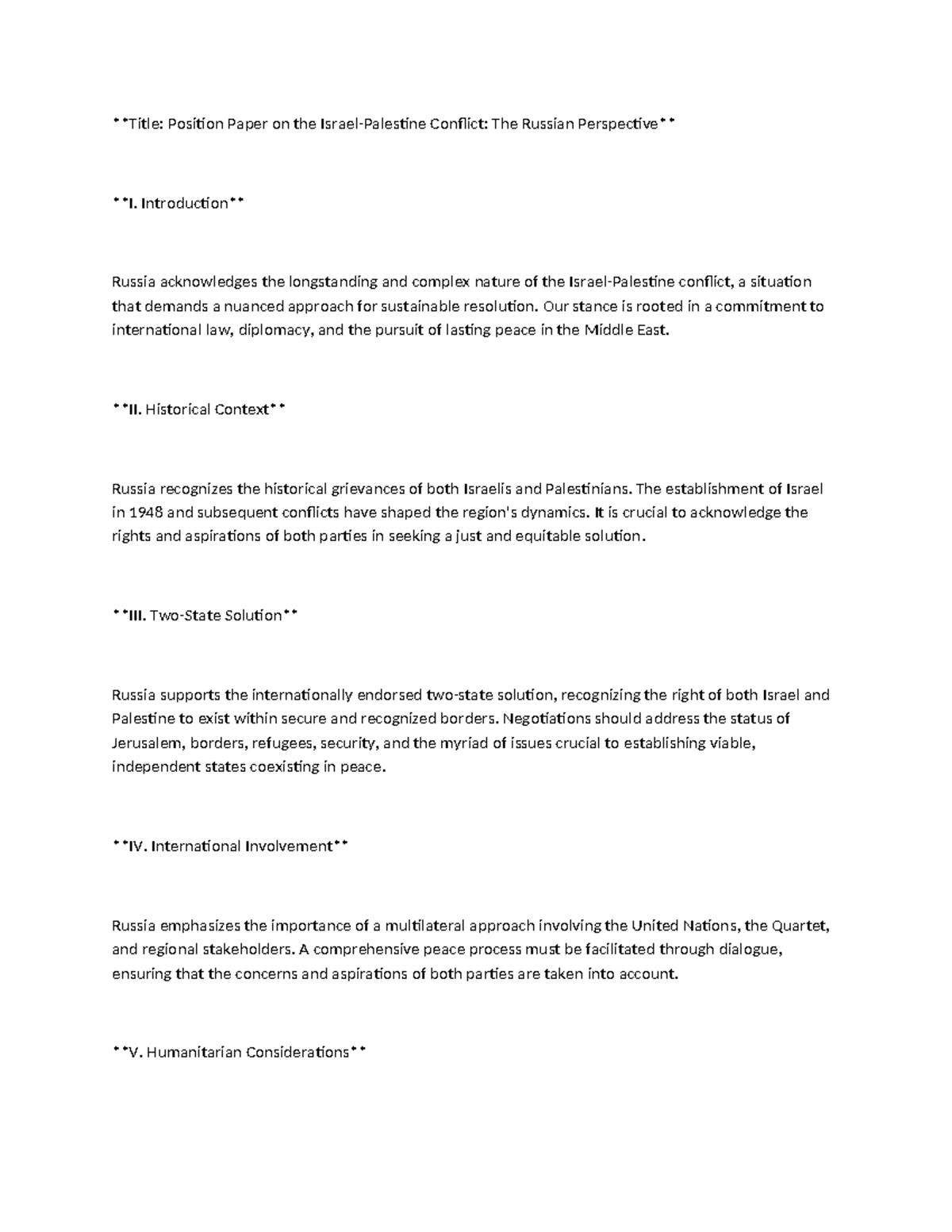 MUN Finalized - Mun delegate description - Title: Position Paper on the ...