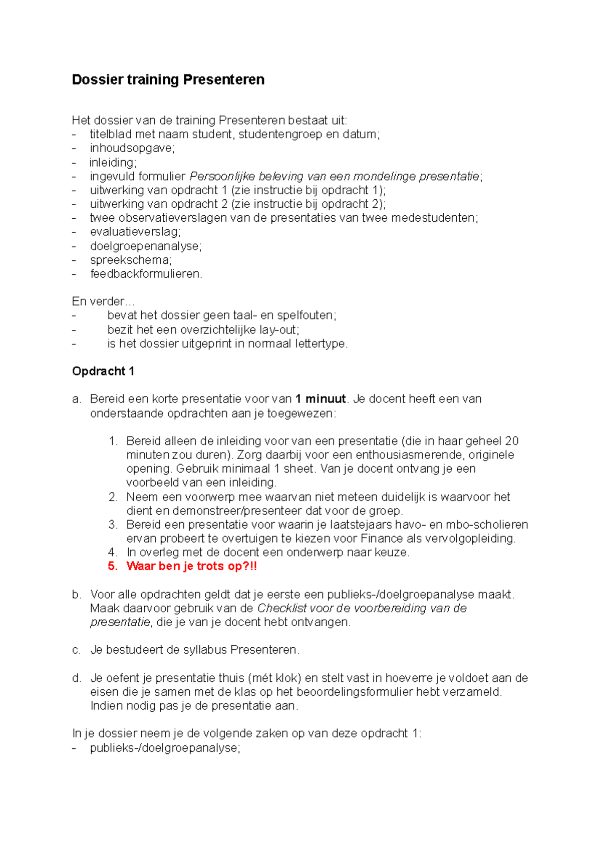 Handout Dossier training Presenteren hoe kan je presenteren - Dossier ...
