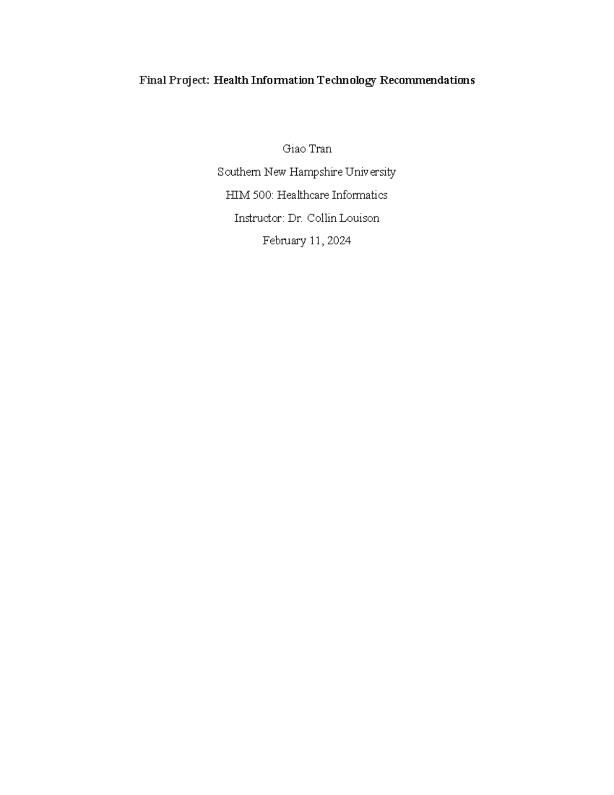 HIM Module 9-Final Project (1) - Final Project: Health Information ...