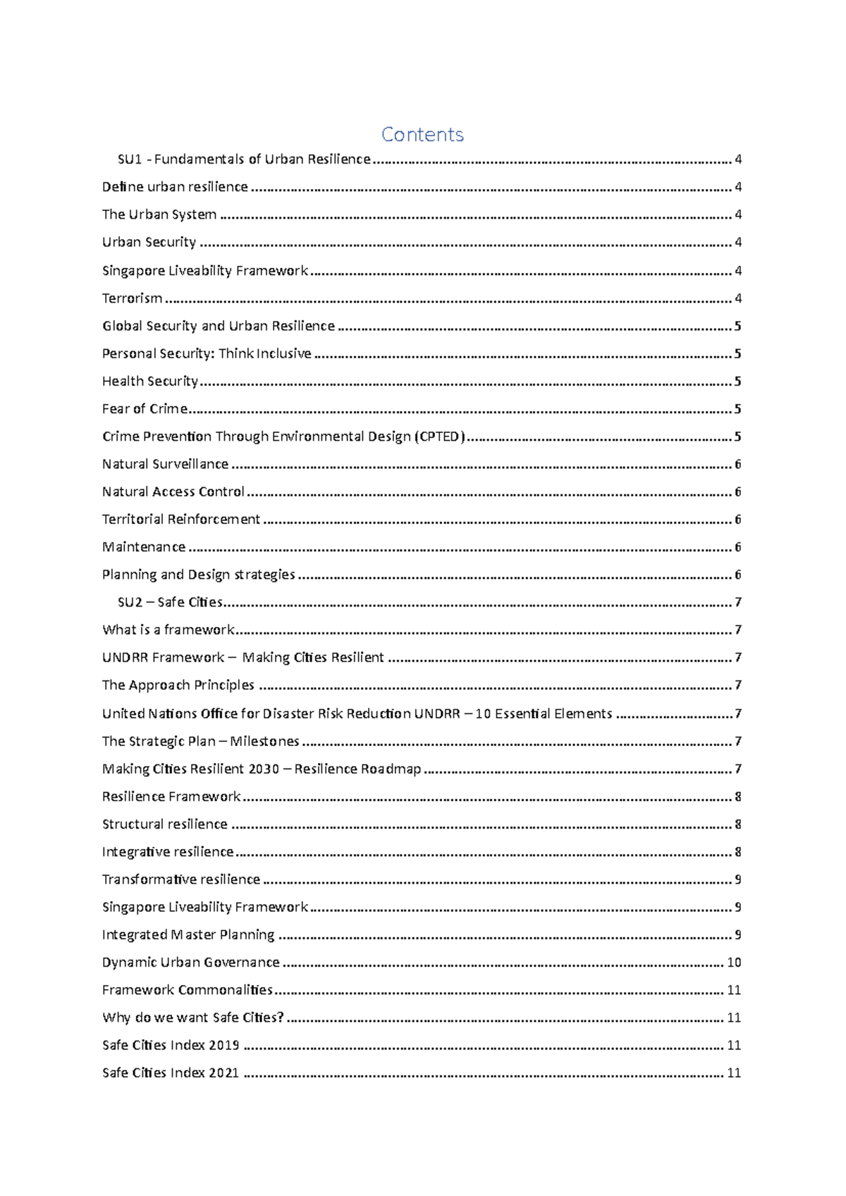 PSS221 Study Notes for TOA - Contents SU1 - Fundamentals of Urban ...