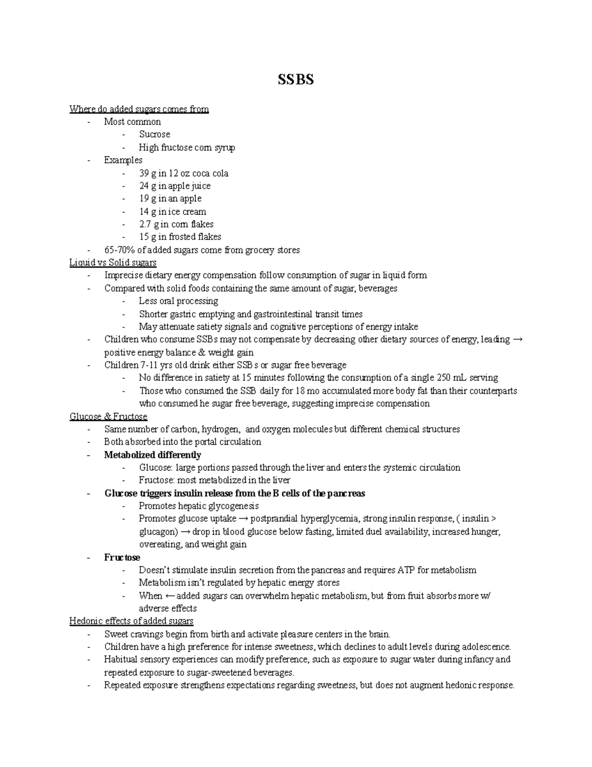 SSBs - Notes on added sugars in children - SSBS Where do added sugars ...