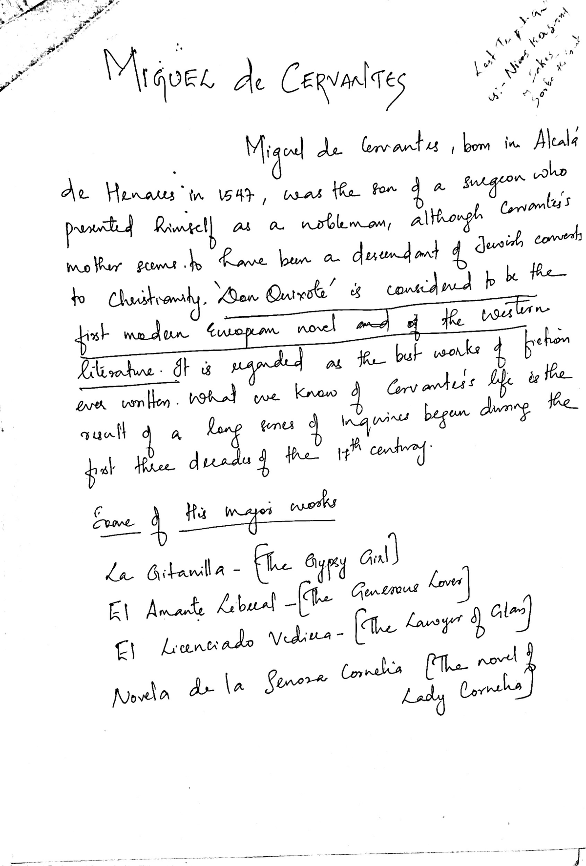 Donquixote- Cervantes - M A English Language and Literature - MG ...