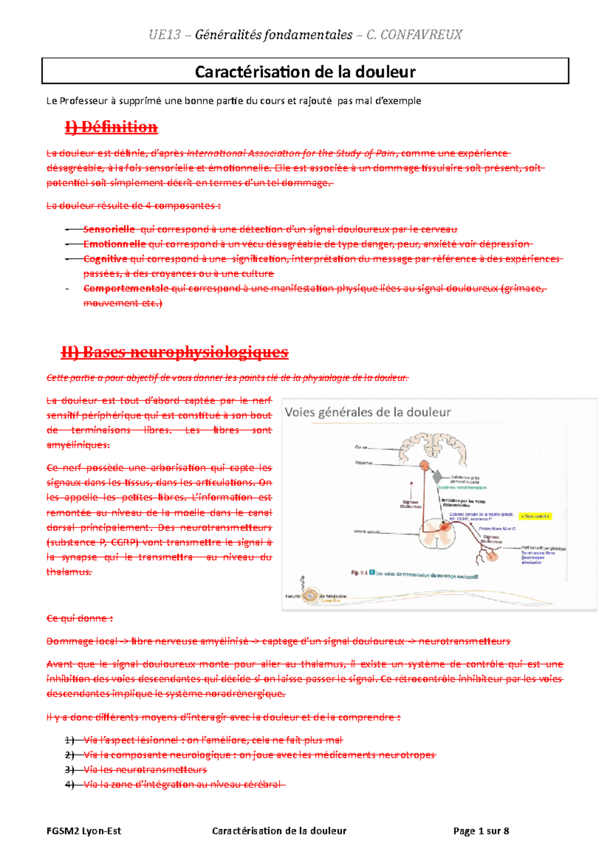 Douleur - Résumé de cours Licence médecine. - Caractérisation de la ...