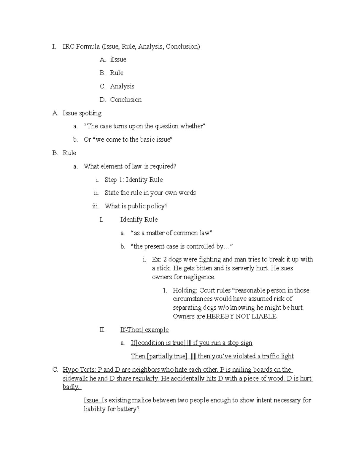 IRC Formula - irc forumla - I. IRC Formula (Issue, Rule, Analysis ...