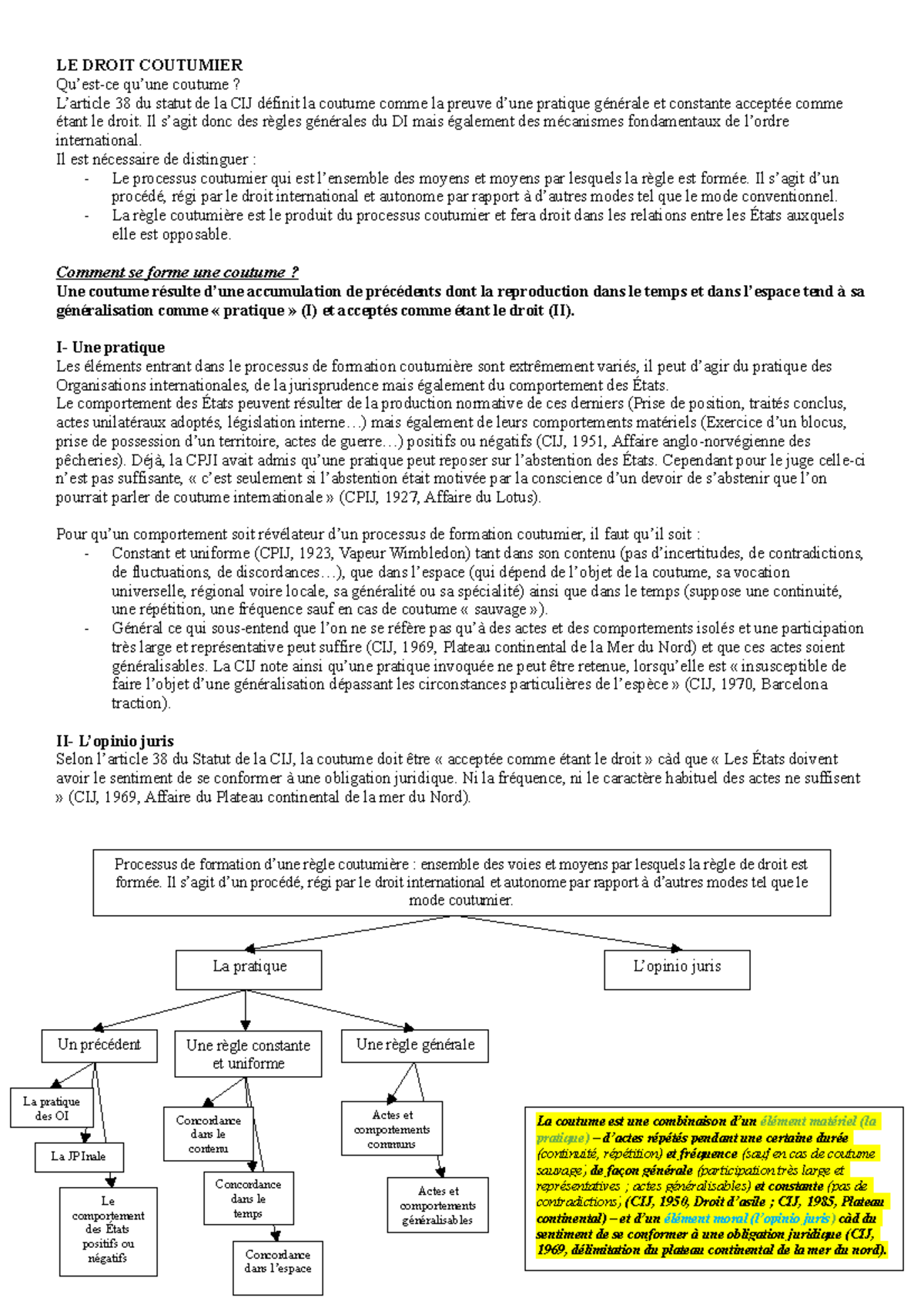 Le Droit Coutumier du droit international public - LE DROIT COUTUMIER ...